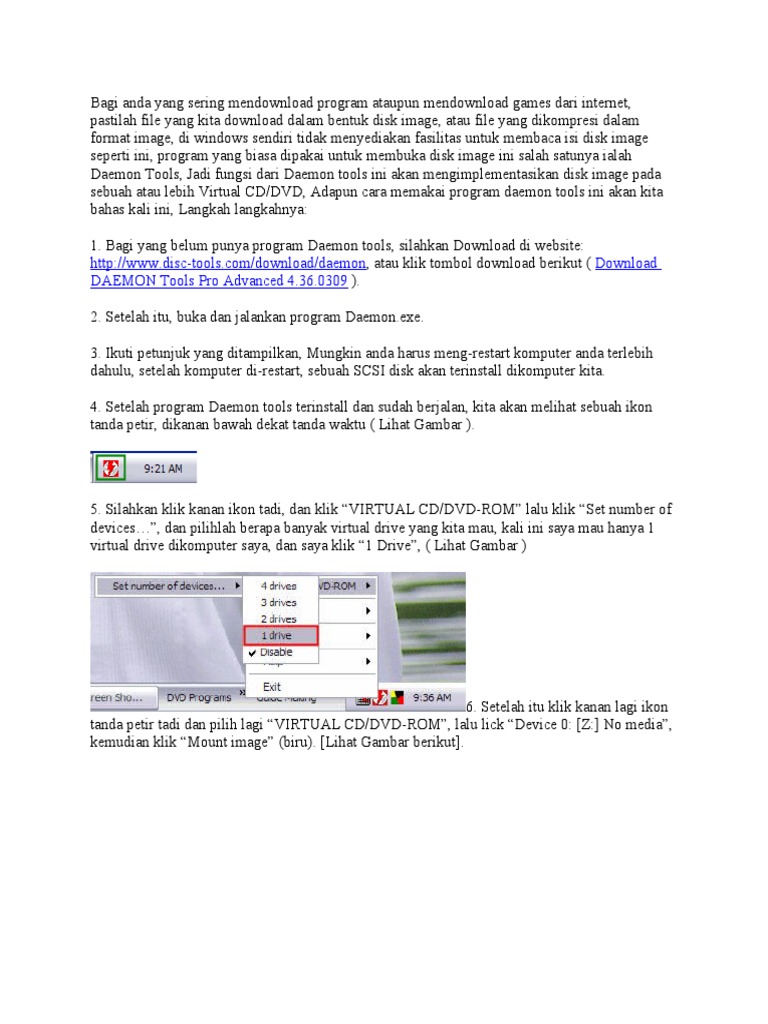 Cara Menggunakan Daemon Tools | PDF