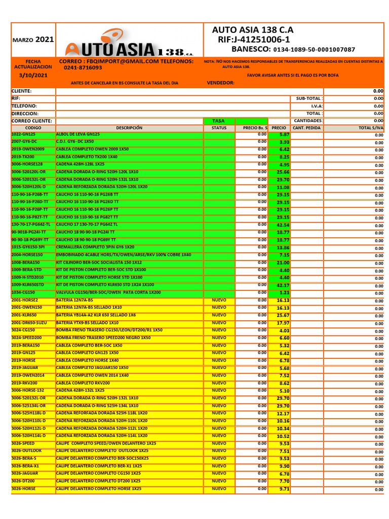 Lista Autoasia 138 10.03.21 | PDF | Equipo | Propulsión
