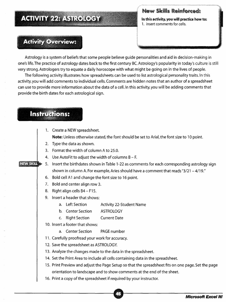 In This Activity, You Will Practice How To:: Microsoft Excel It I | PDF ...