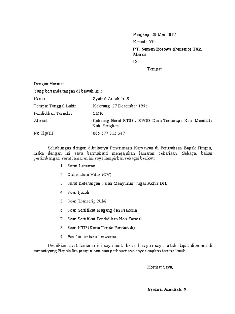 Lamaran Syahril | PDF