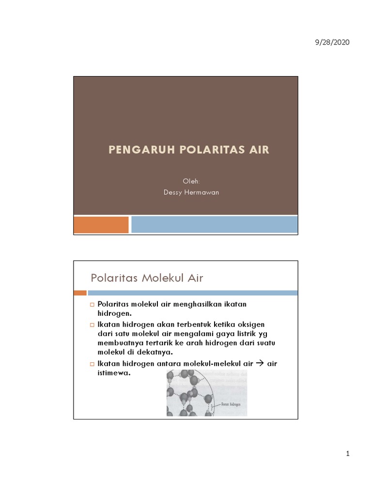 Pengaruh Polaritas Air dalam Kehidupan | PDF | Griya & Taman | Sains ...