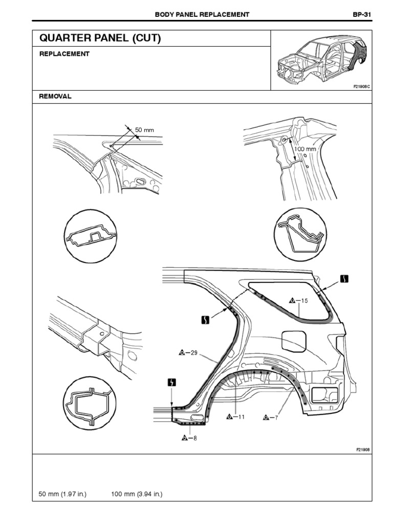 Quarter Panel (Cut) : Body Panel Replacement BP-31 | PDF | Car | Vehicles