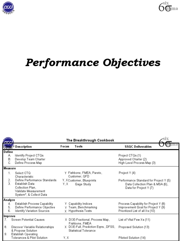 15 Performance Objective | PDF | Design For Six Sigma | Business Process