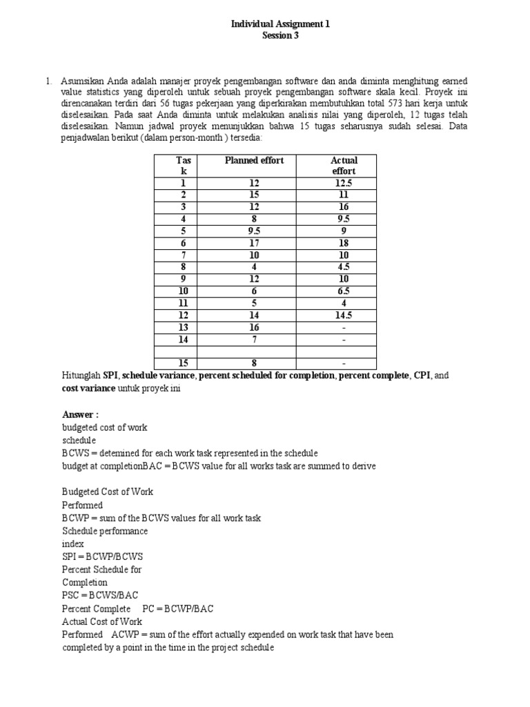 Software Project Earned Value Analysis | PDF | Computers