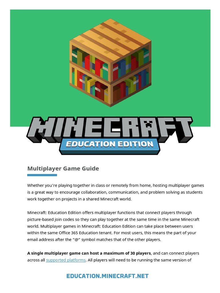 Minecraft Education Edition Multiplayer Guide 1 | PDF | Minecraft ...