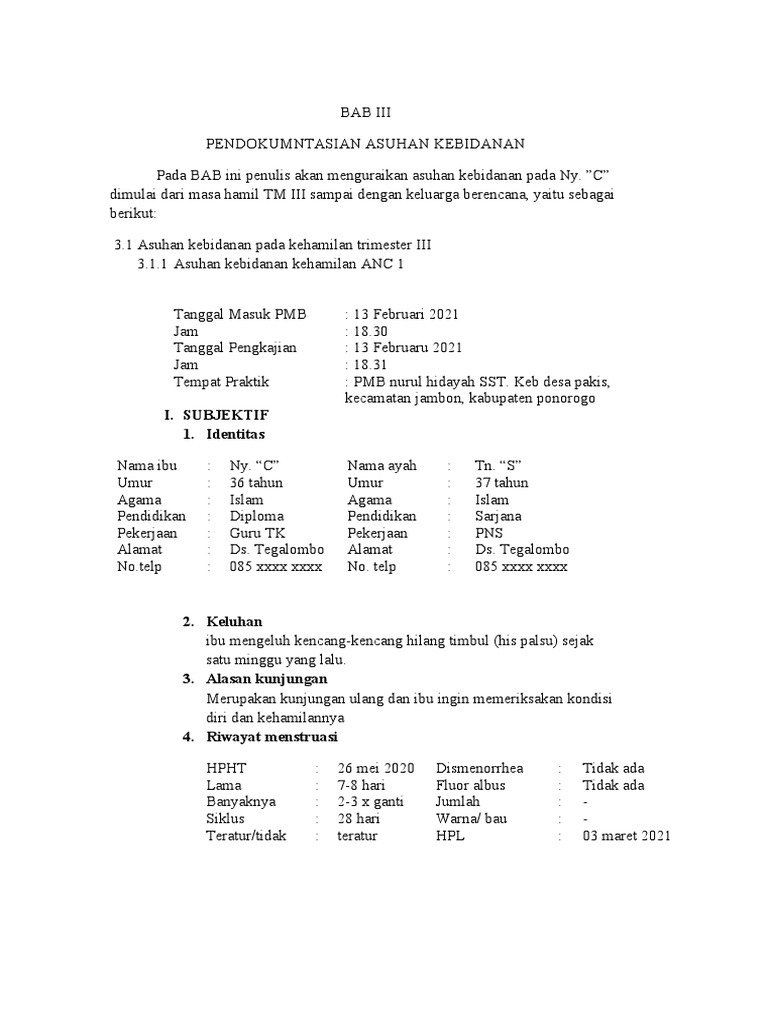 Asuhan Kebidanan Ny. "C" TM III | PDF