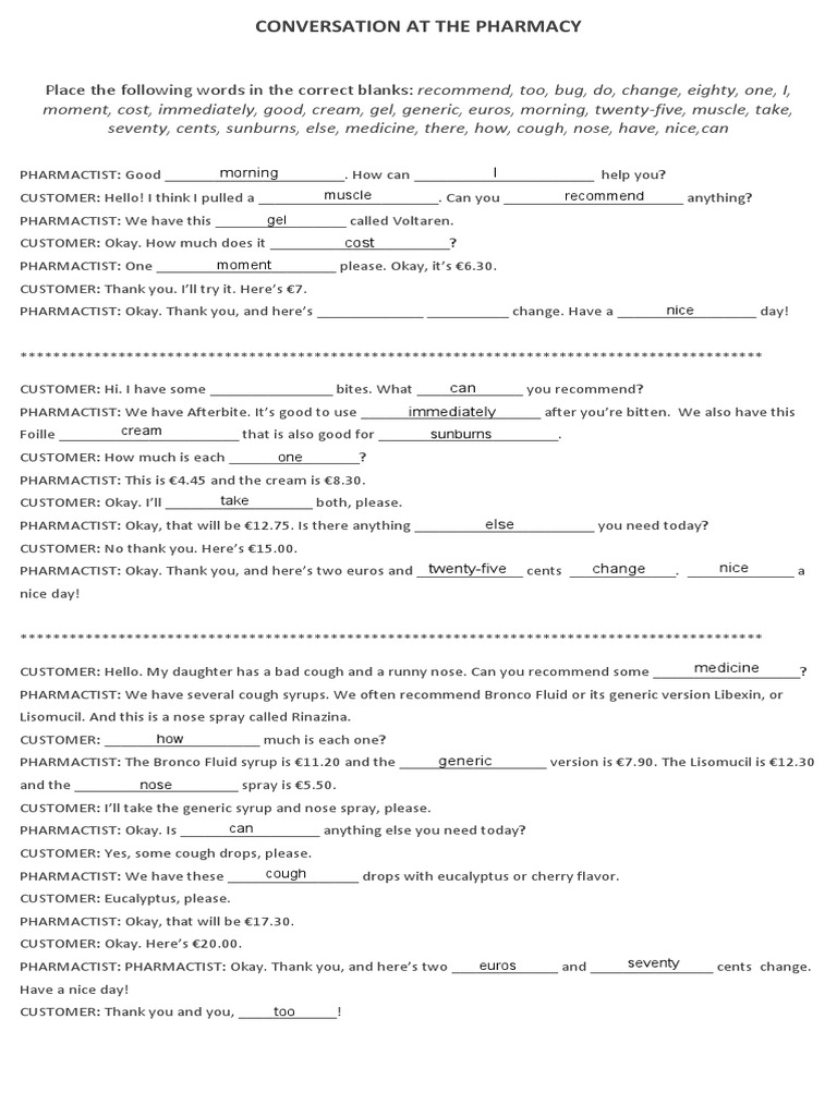 Desarrollo Pharmacy-Conversations | PDF | Pharmacy | Diseases And Disorders