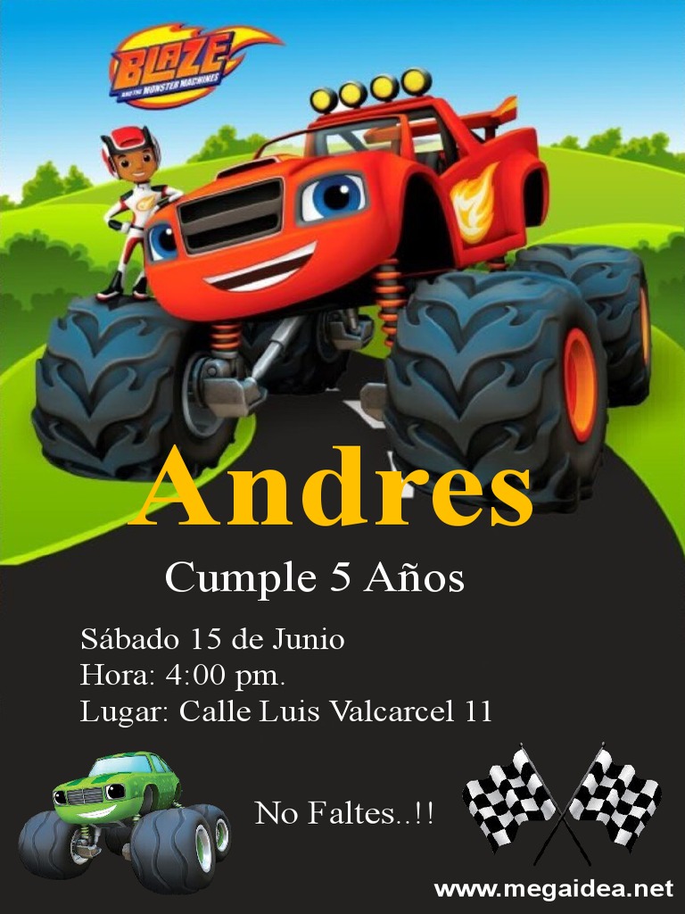 Invitacion Blaze and The Monster Machines | PDF