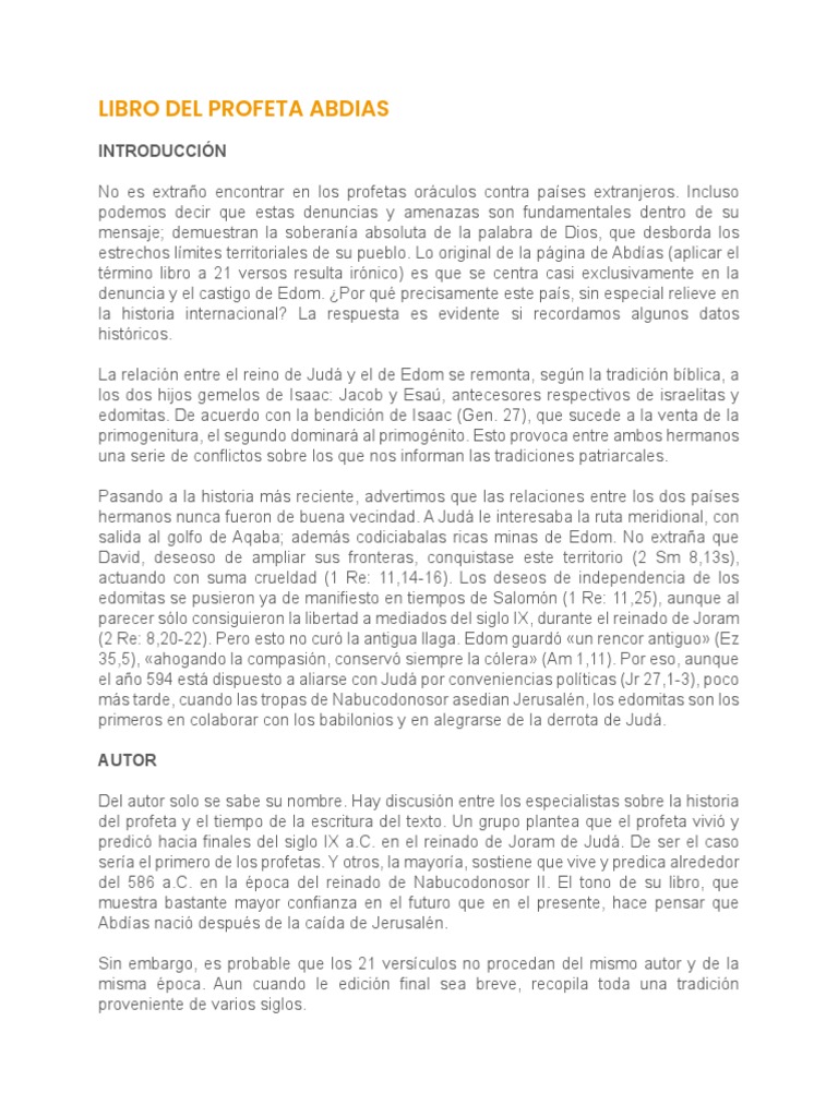 Resumen del Libro de Abdías | PDF | Gente del Antiguo Testamento | Nevi'im