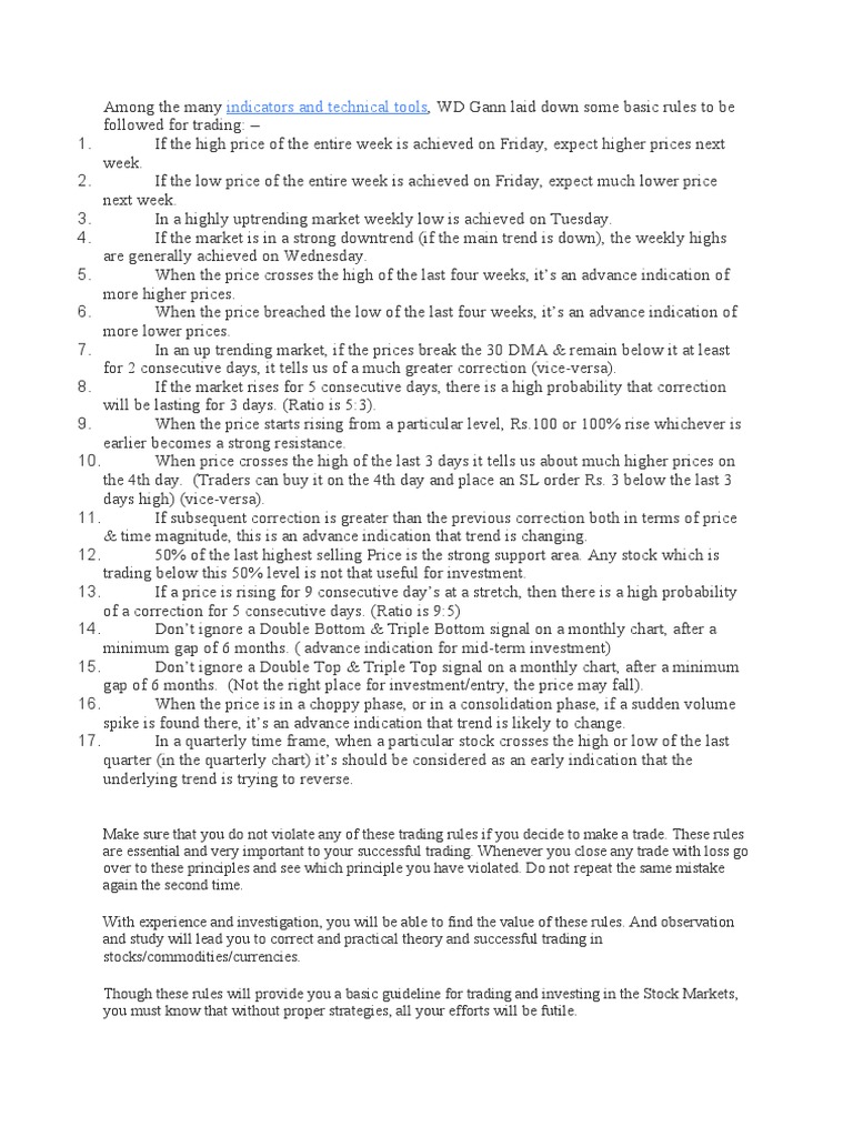 GANN Full Rules Techniques | PDF | Investing | Stocks