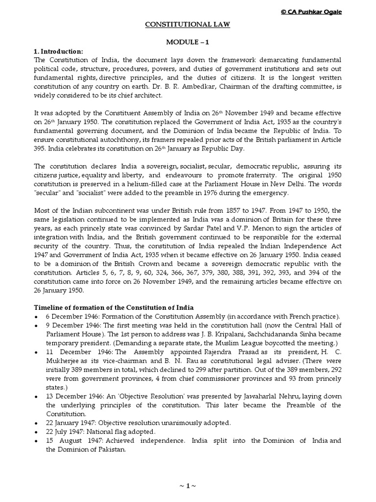 Constitutional Law M 1 To M 4 PDF Constitutional Amendment
