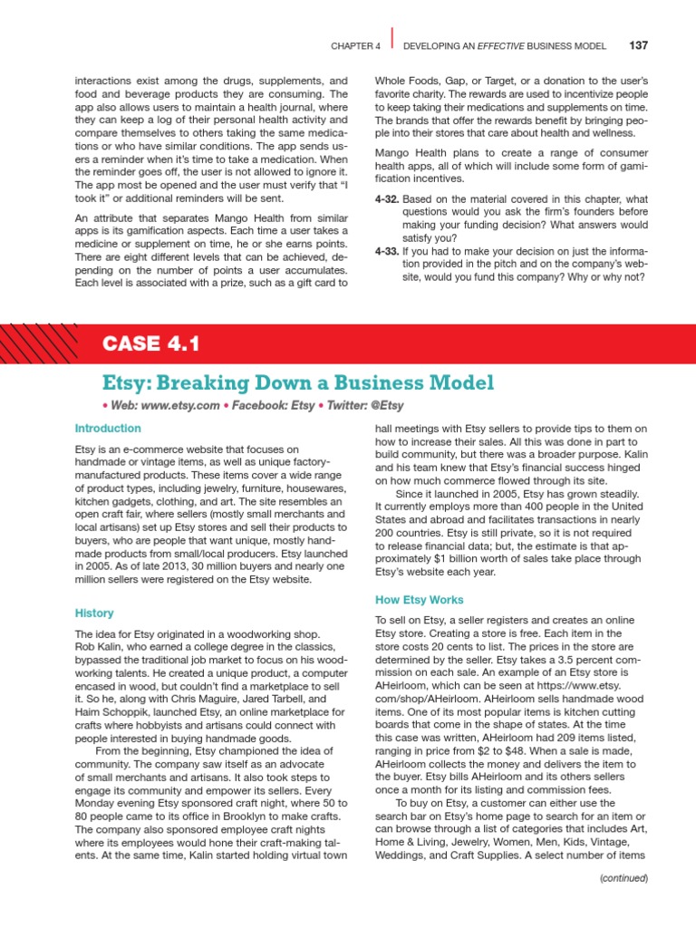 Case Study Developing An Effective Business Model | PDF | Etsy | Sales