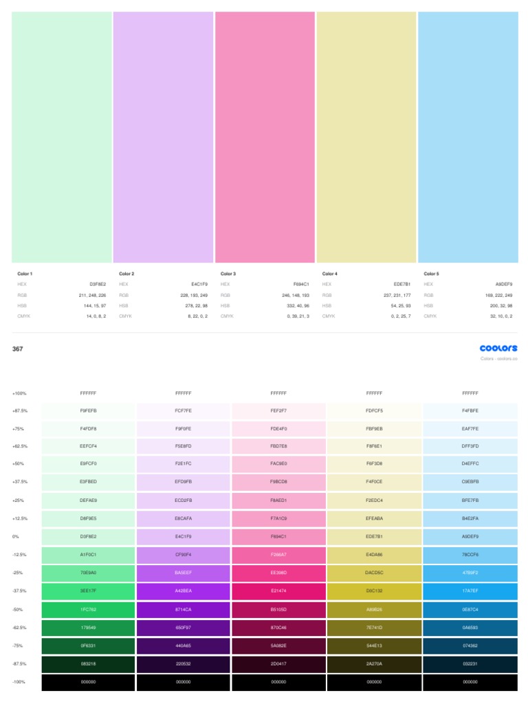 Color 1 Color 2 Color 3 Color 4 Color 5 | PDF | Rgb Color Model | Color
