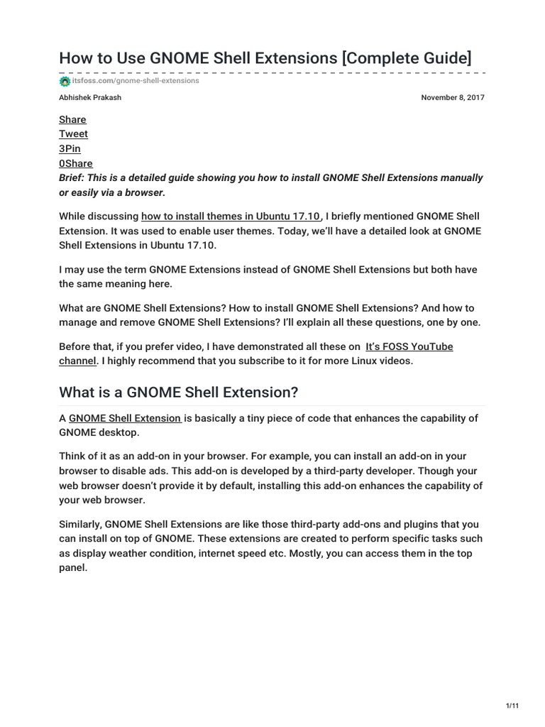 How To Use Gnome Shell Extensions Complete Guide Pdf Computer Science Software