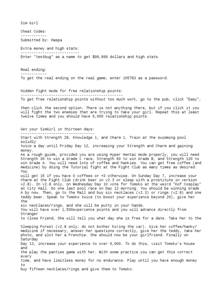 Simgirls Info | PDF | Leisure