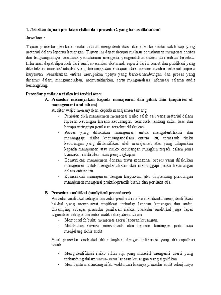 Kuis TM 12 - Auditing 1 | PDF