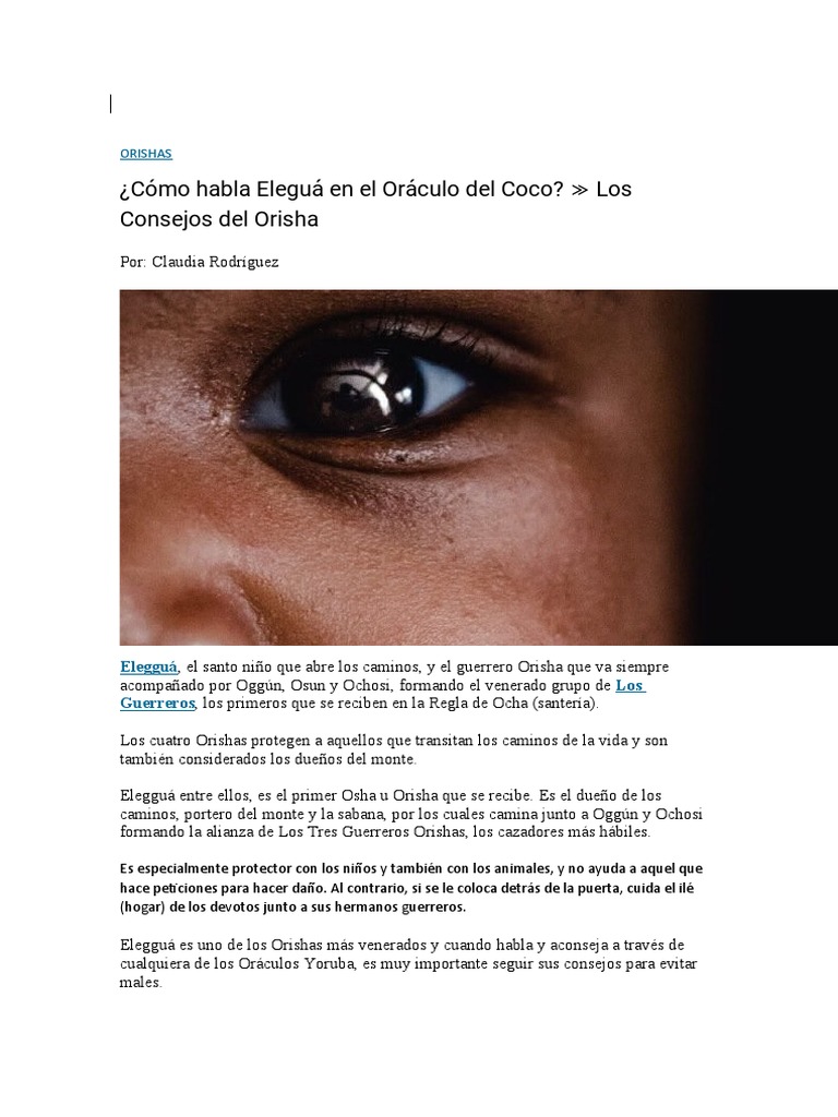 ¿Cómo Habla Eleguá en El Oráculo Del Coco Los Consejos Del Orisha | PDF ...