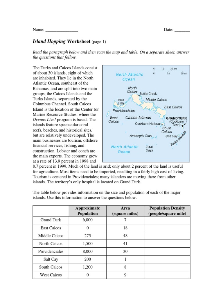 Island Hopping Worksheet | PDF | Economies | Nature