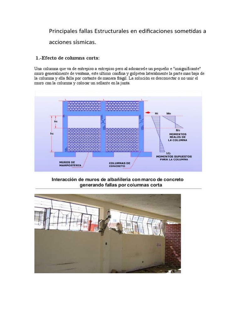 Principales Fallas Estructurales en Edificaciones Sometidas A Acciones Sísmicas | PDF