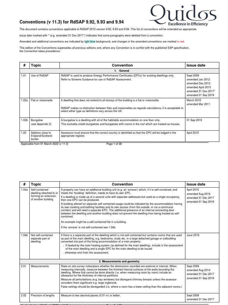 RdSAP Conventions 11.3 | PDF | Building Insulation | Window