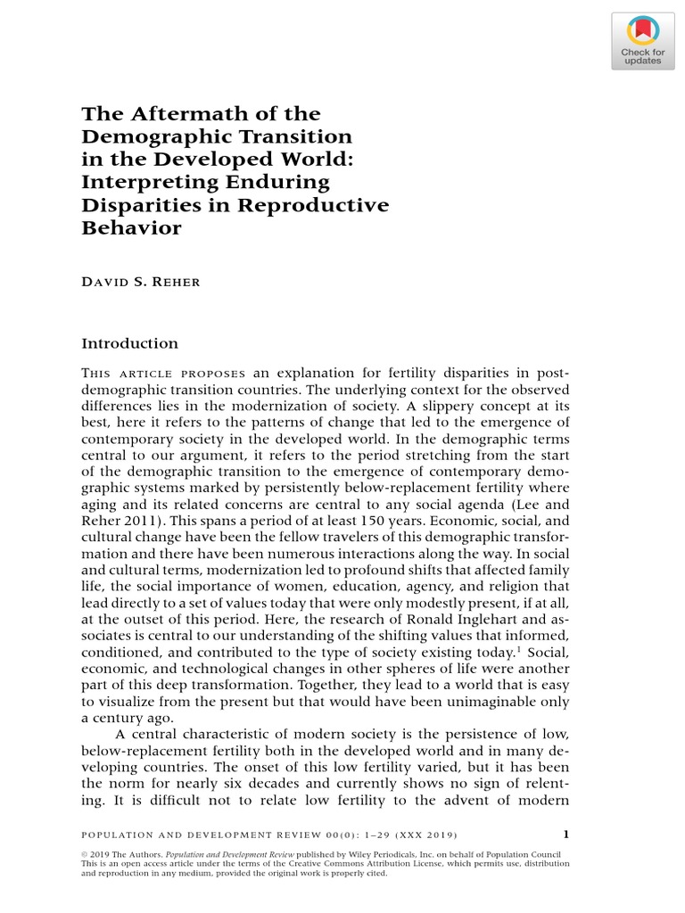 Population and Development Review | PDF | Total Fertility Rate | Demography