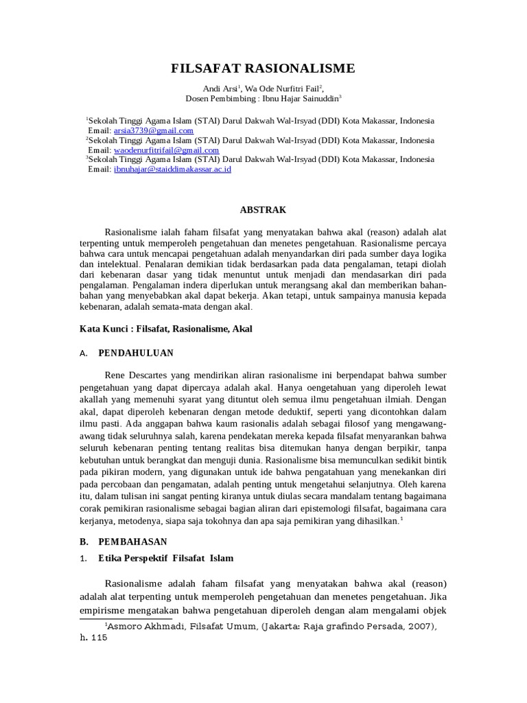 Filsafat Rasionalisme | PDF | Filsafat