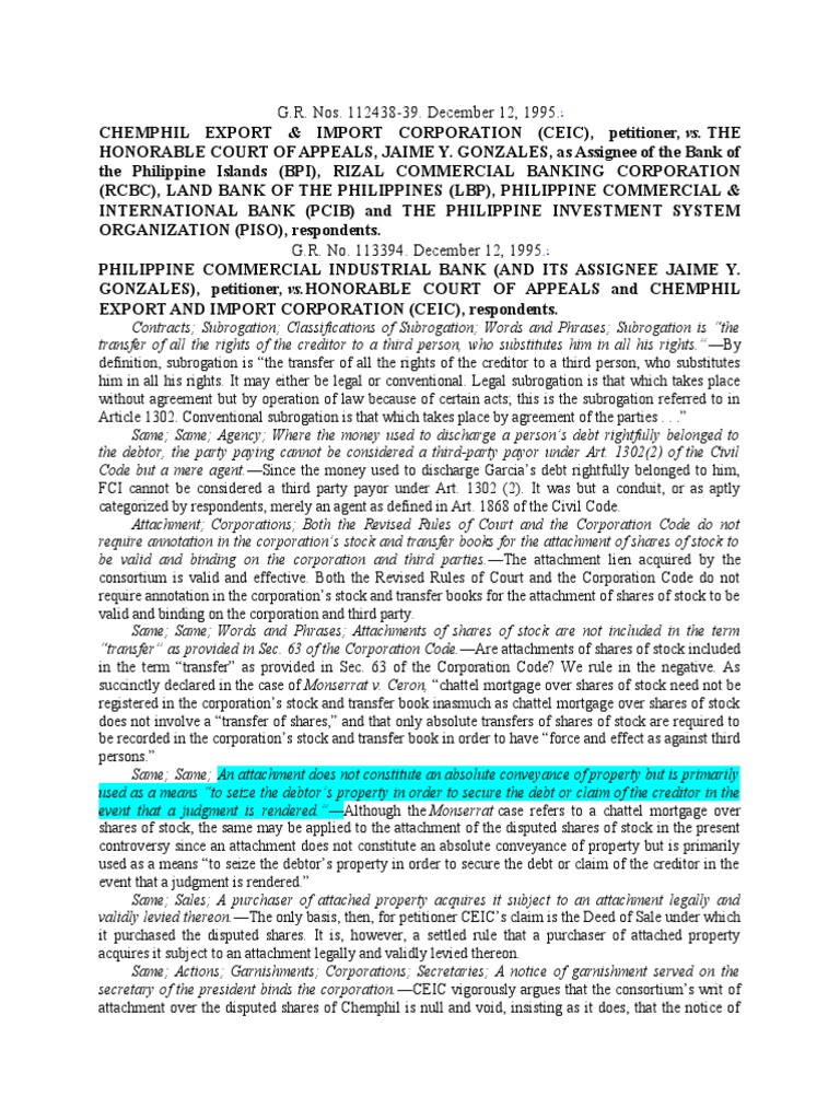 Chemphil Vs CA | PDF | Lawsuit | Mortgage Law