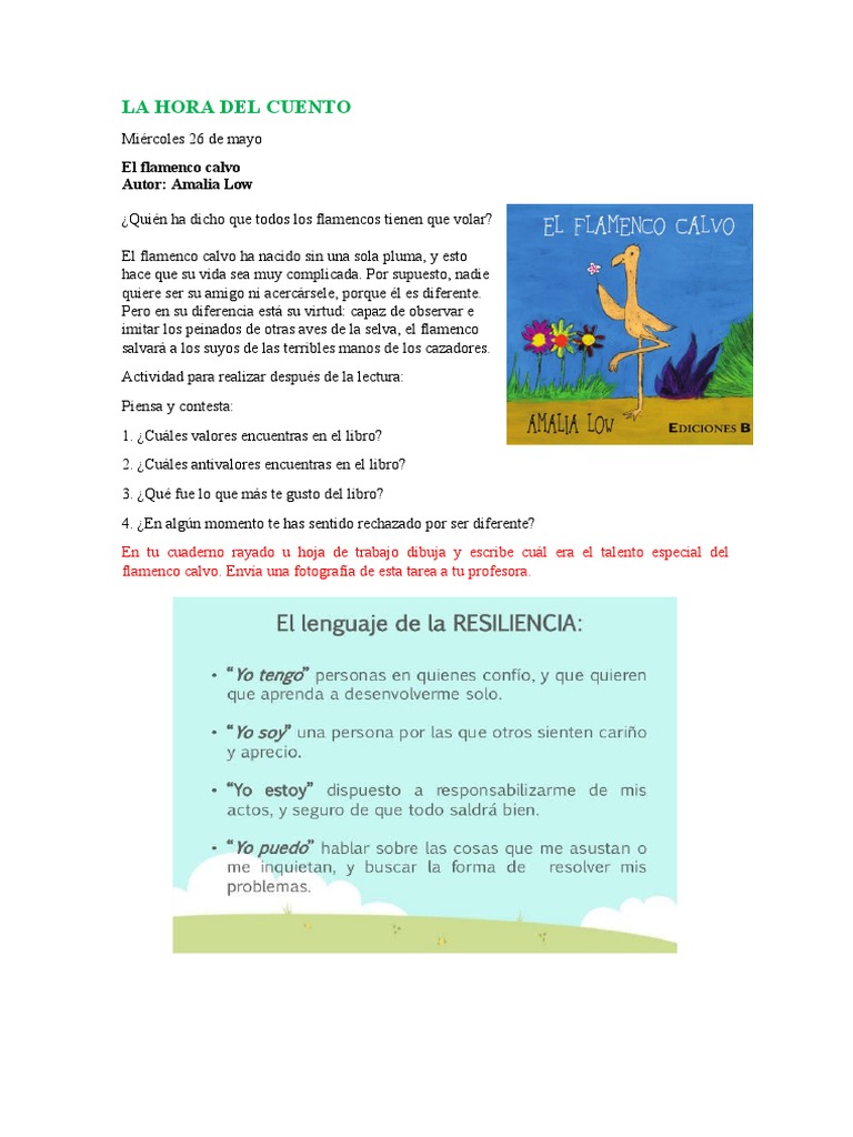 El Flamenco Calvo: Cuento y Actividades | PDF