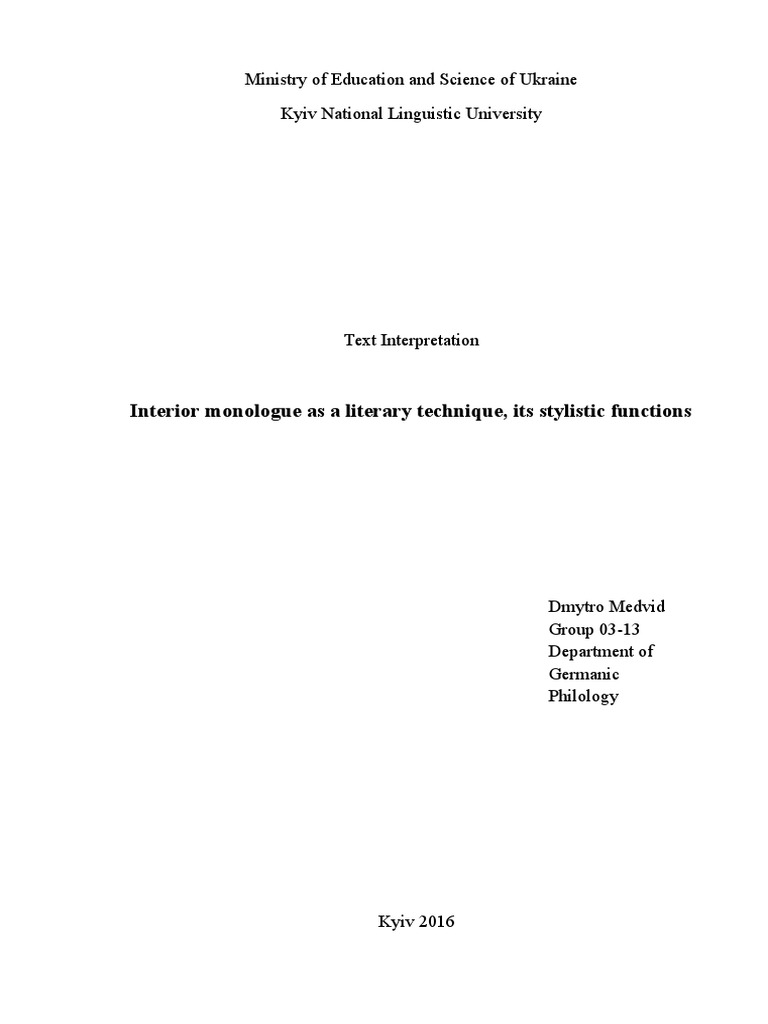 Interior Monologue As A Literary Techniq | PDF | Narration | Books