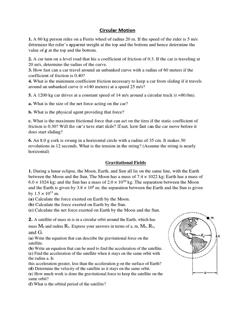Circular Motion and Gravitational Forces Analysis | PDF | Orbit ...