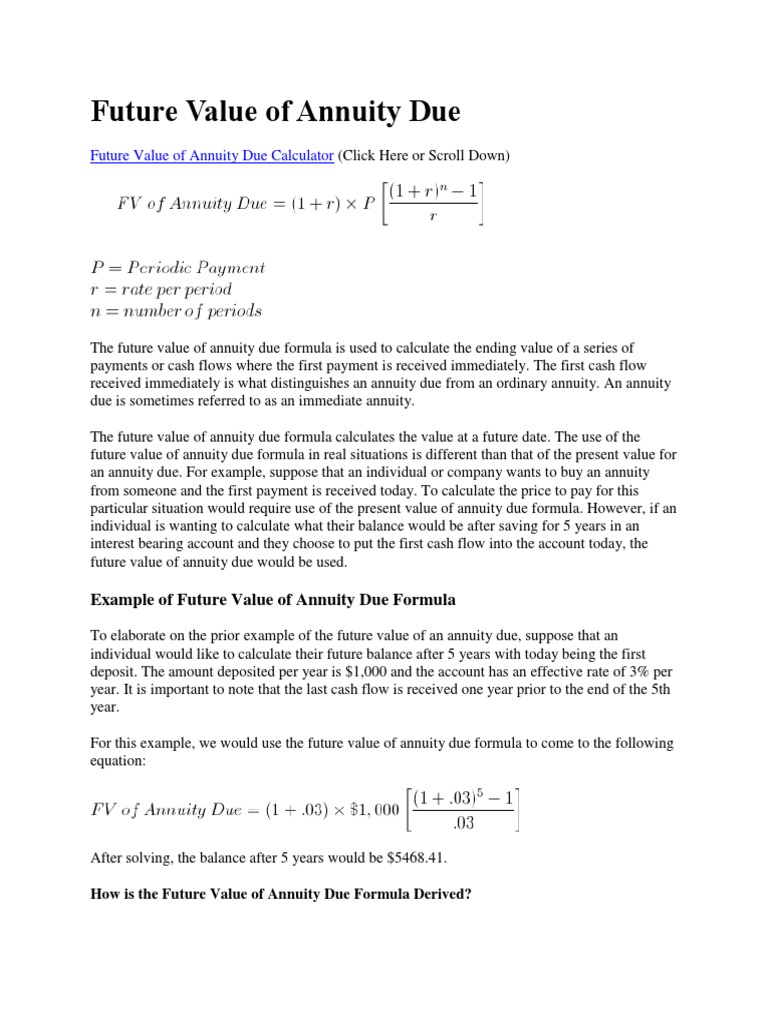 Future Value of Annuity Due | PDF | Present Value | Applied Mathematics