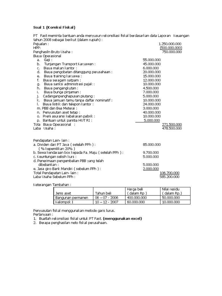 Soal Ujian Brevet - Akuntansi Pajak | PDF