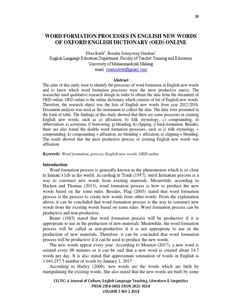 Word Formation Processes in English | PDF | Word | Acronym