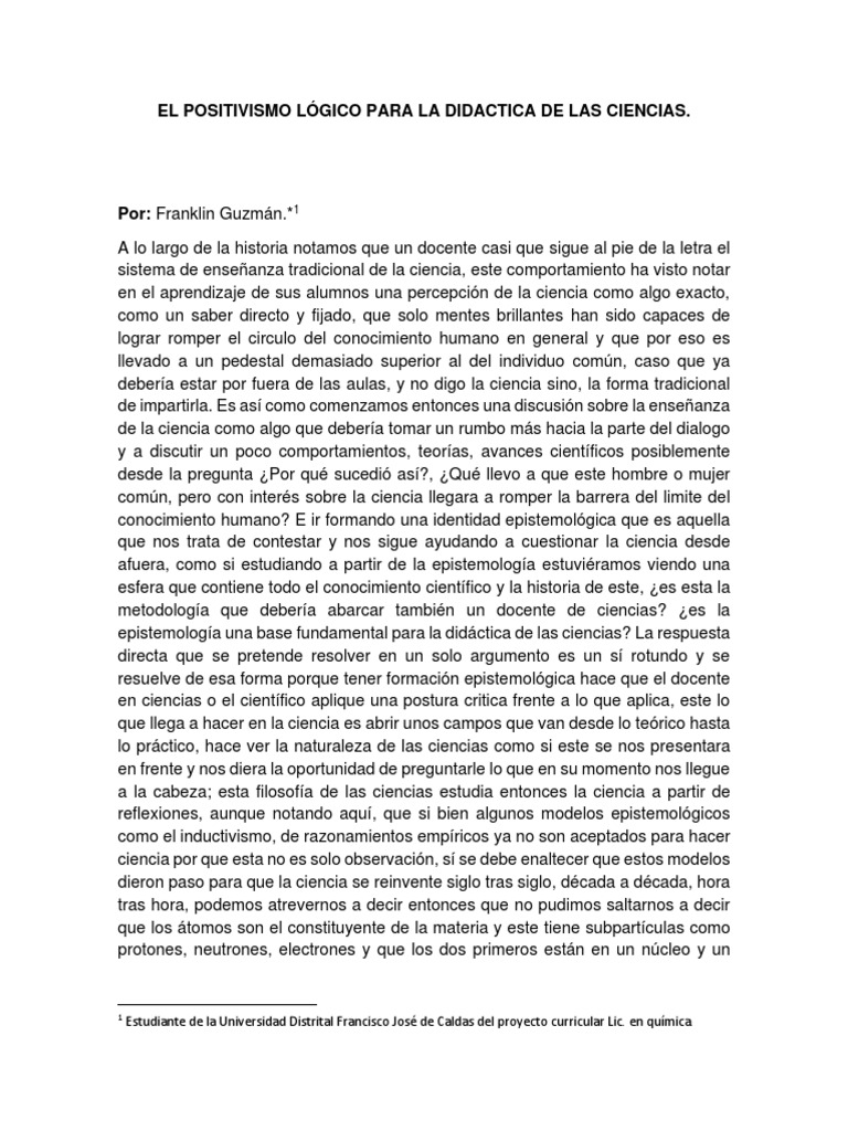 El POSITIVISMO LOGICO | PDF | Empirismo | Positivismo
