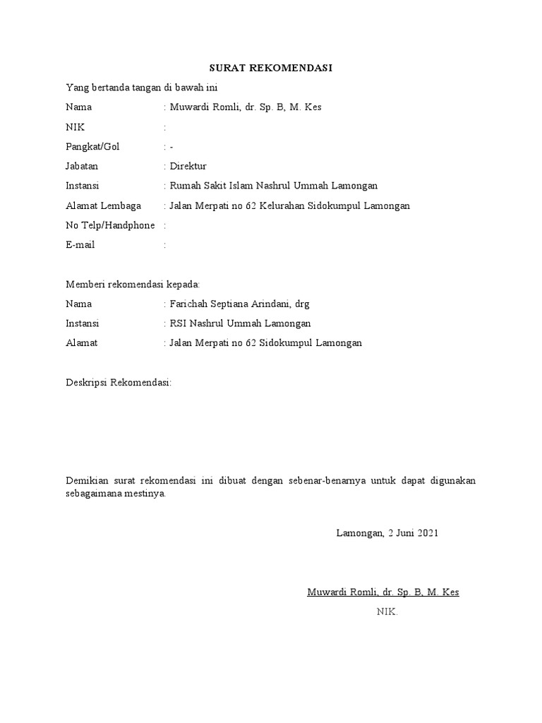 Rekomendasi LPDP DR Muwardi | PDF