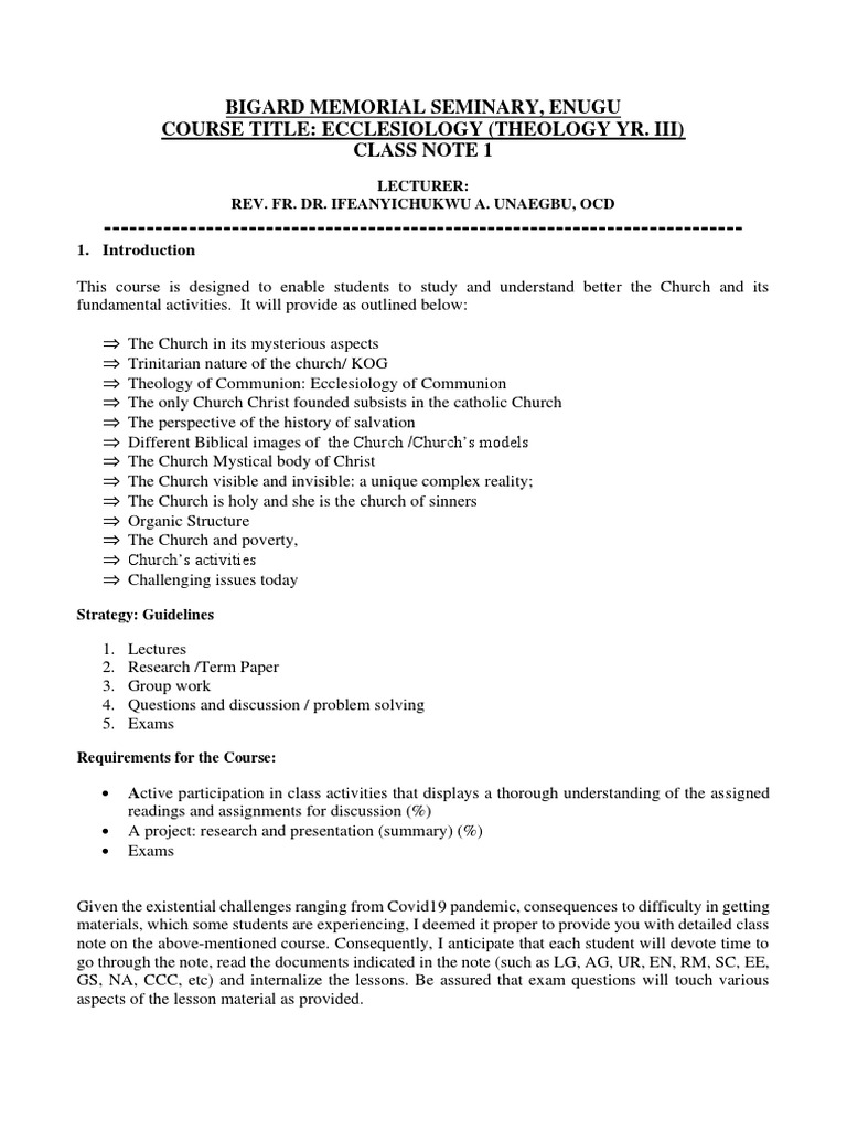 Eccles I Ology | PDF | Ecclesiology | Christian Church