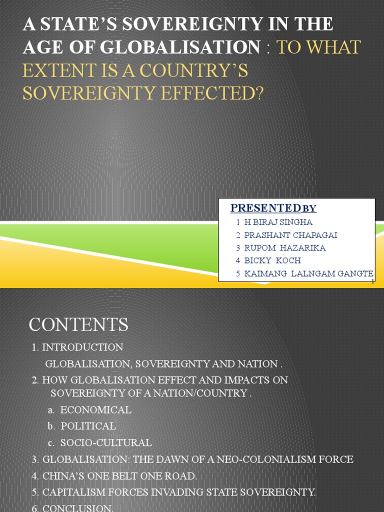 A State's Sovereignty in The Age of Globalisation - A Presentation ...