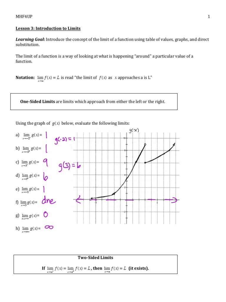 L3-Introduction To Limits (Filled) | PDF | Function (Mathematics ...