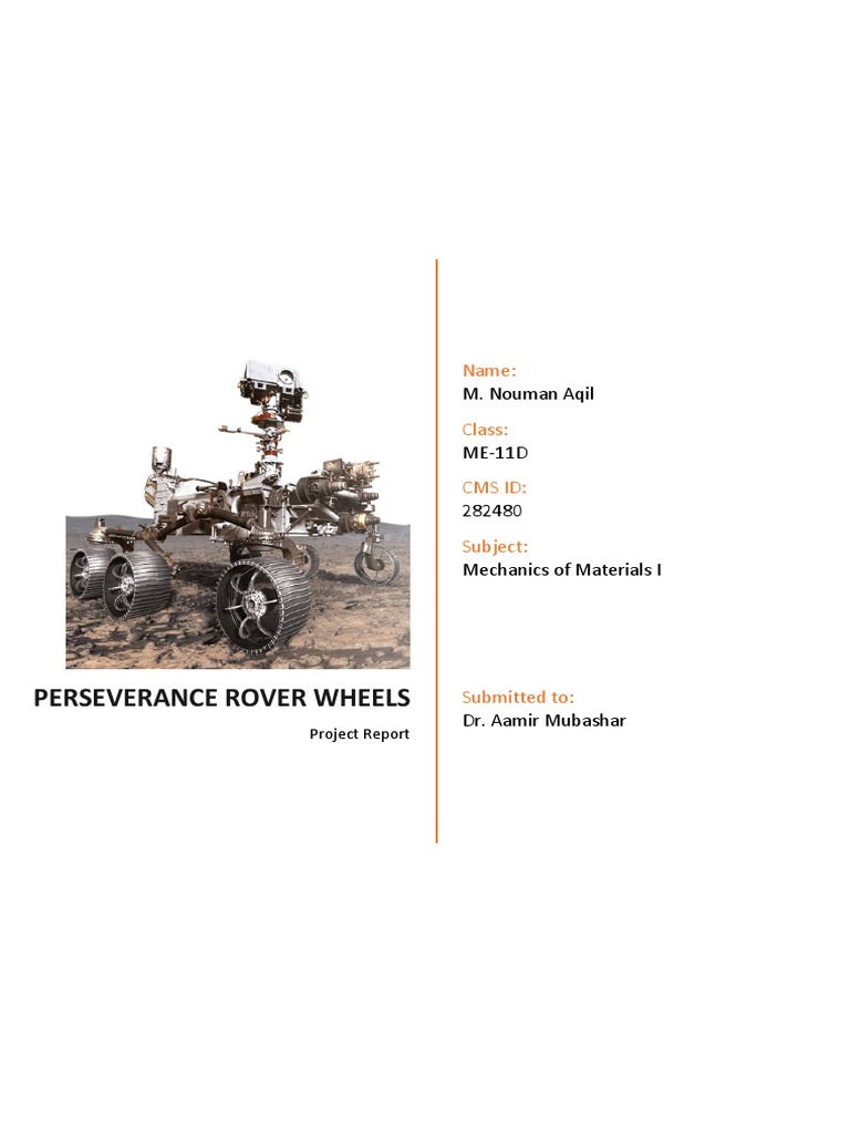 Analysis of Perseverance Rover's Wheels | PDF | Rover (Space ...
