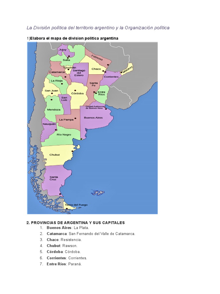 La División Política Del Territorio Argentino y La Organización ...