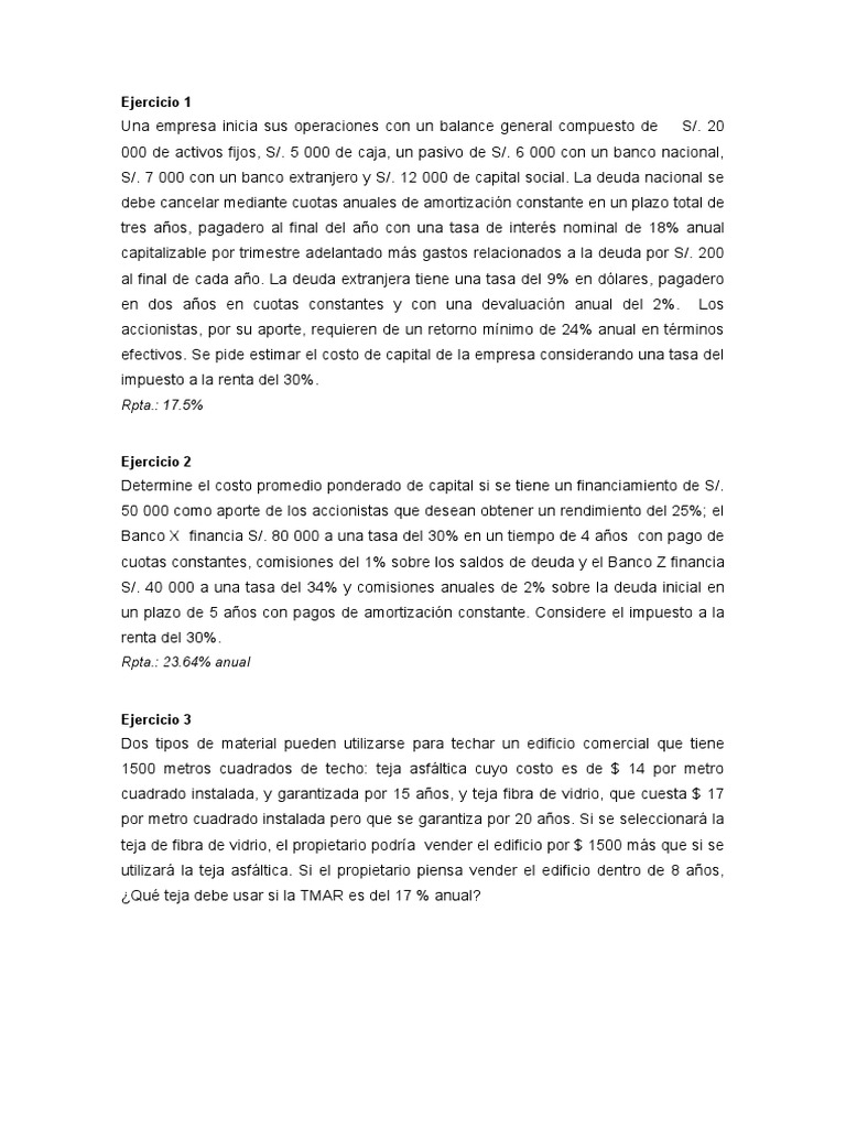 Ejercicios TMAR | PDF