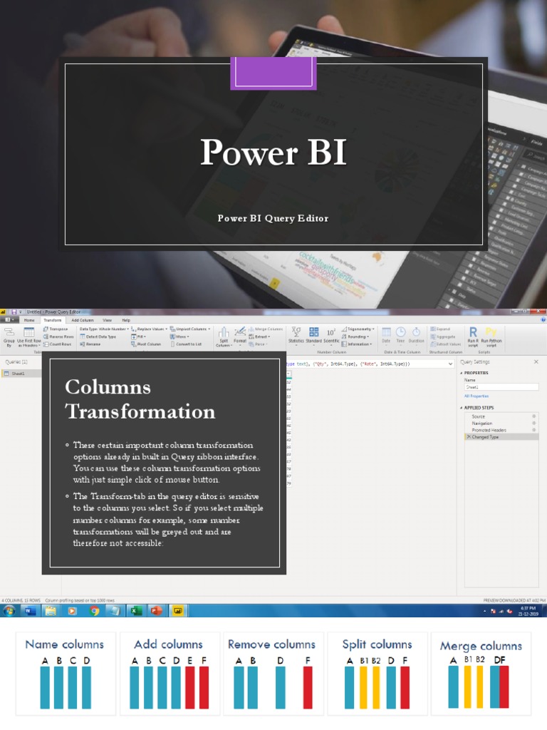 2 - Power BI - Query Editor - Column Transformation - Data Types | PDF ...
