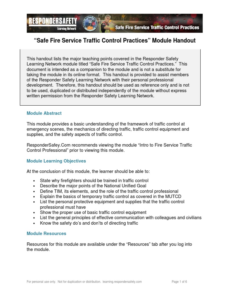 Handout SafeFireService | PDF | Traffic | Firefighter