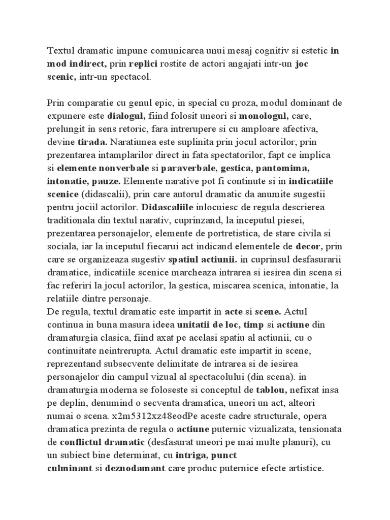 Despre Textul Dramatic | PDF
