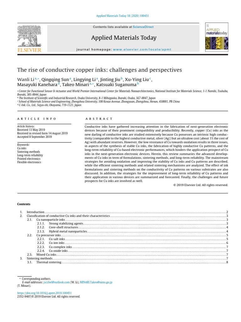 The Rise of Conductive Copper Inks Challenges and Perspective | PDF ...