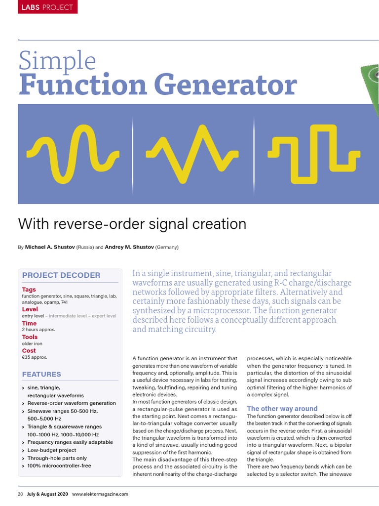 Function Generator: Simple | PDF | Amplitude | Sine Wave