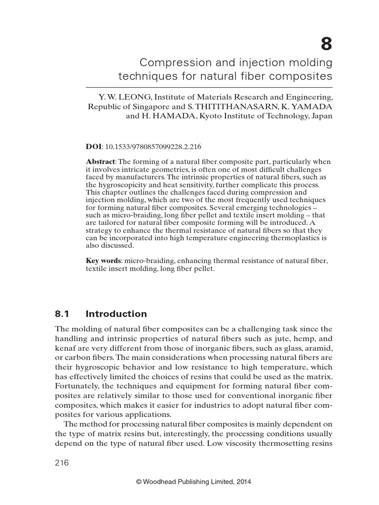 Compression and Injection Molding Techniques For Natural Fiber ...
