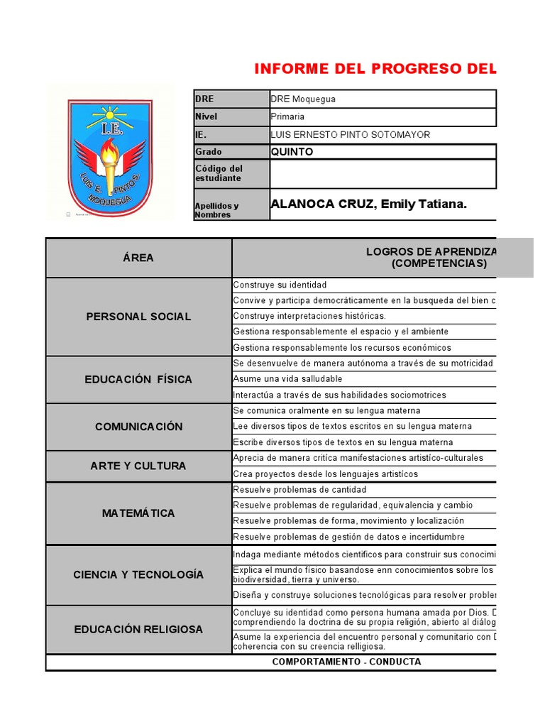 Ejemplo de Informe de Progreso Del Estudiante | PDF | Aprendizaje | La ...
