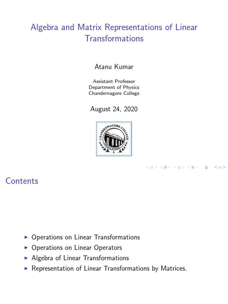 Matrix Representation of Linear Maps | PDF | Linear Map | Linear Algebra