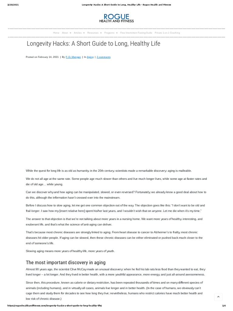 Longevity Hacks - A Short Guide To Long, Healthy Life - Rogue Health ...